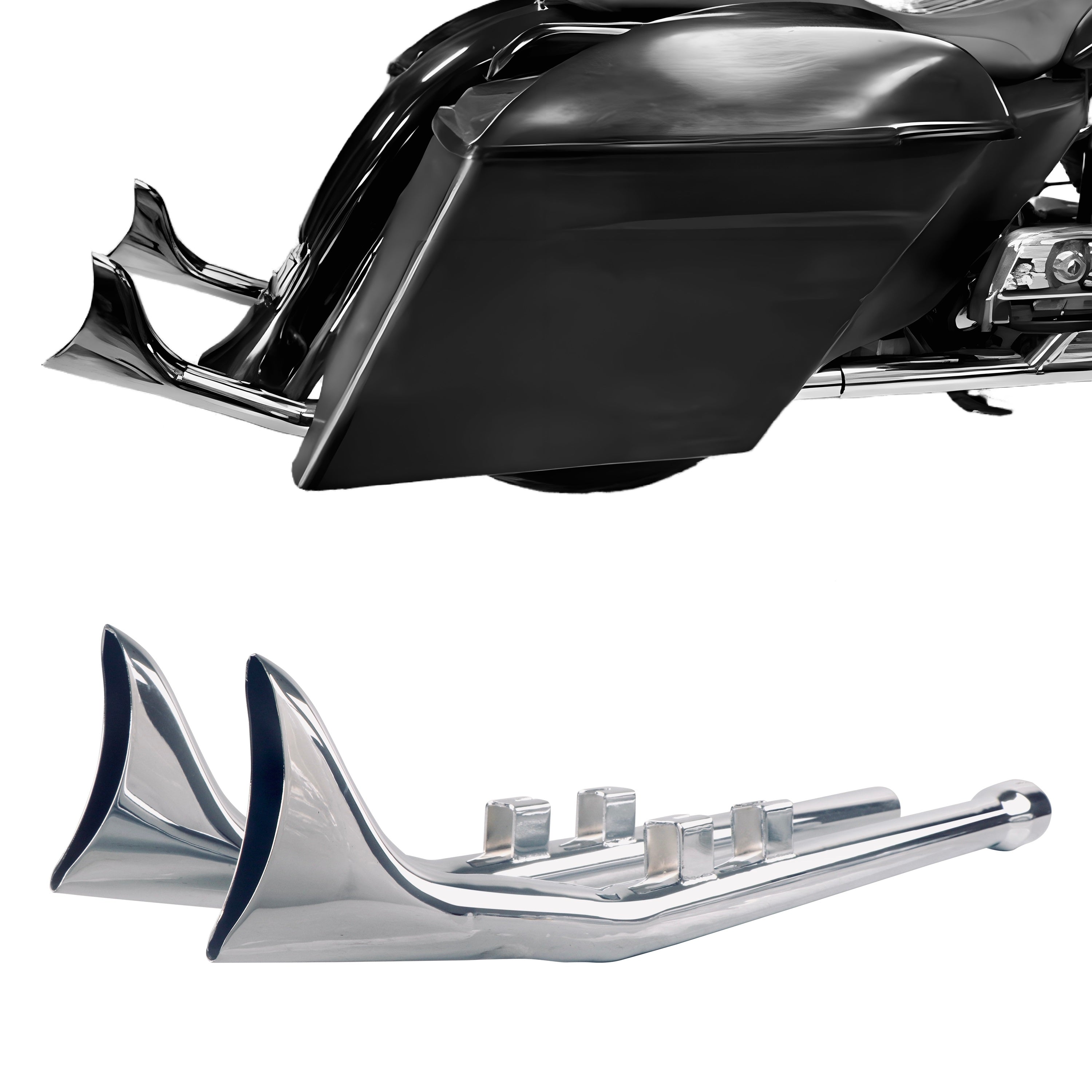 Upswept Fishtail Exhaust for Harley Davidson 17-UP Touring & Bagger Ex ...